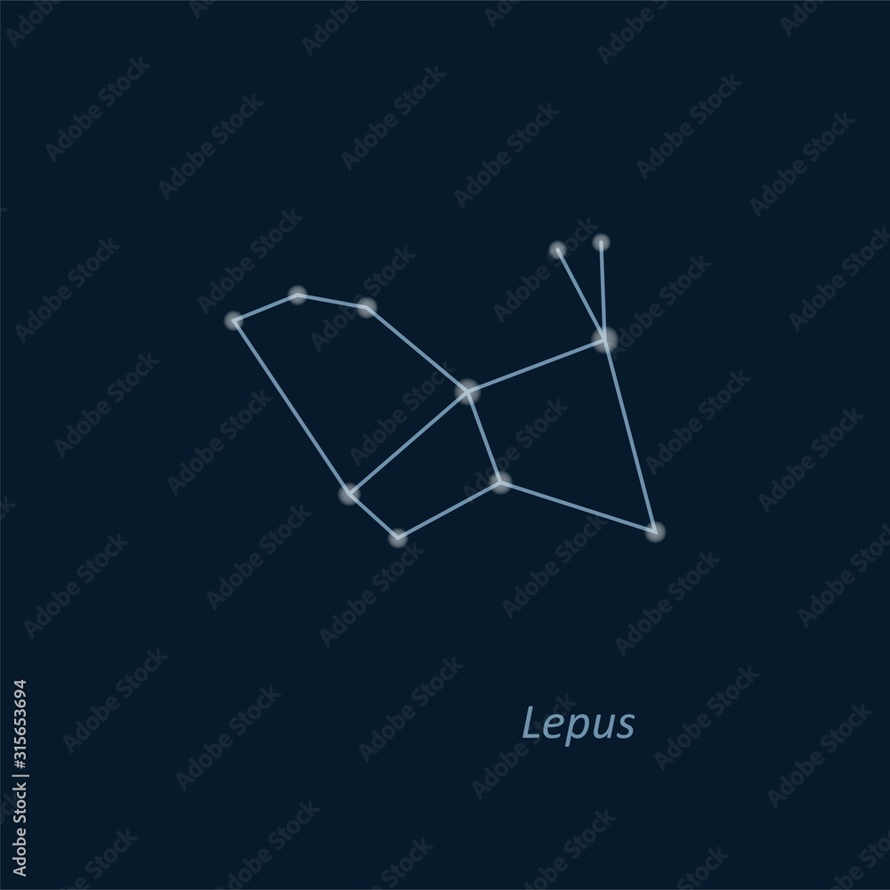 Science astronomy, star chart on deep blue background. Lepus ...