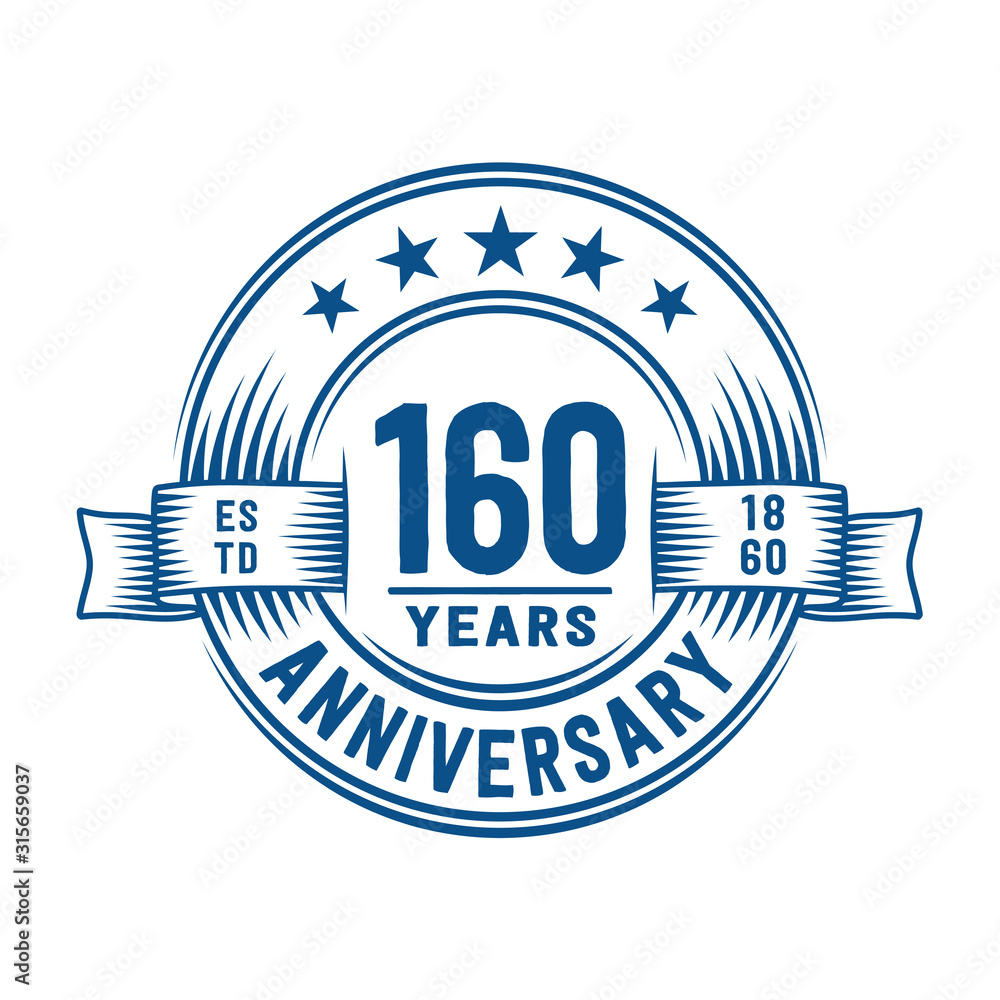 160 years logo design template. 160th anniversary vector and ...