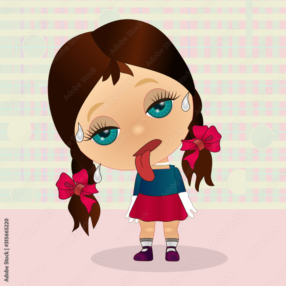 emoticon with a cool deadly girl that stands half-bent and sticks out ...