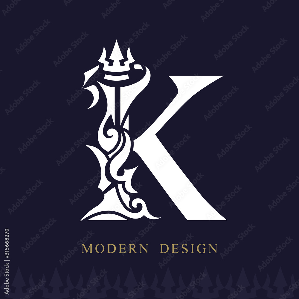 Elegant Capital letter K Graceful Royal Style. Creative Calligraphic ...