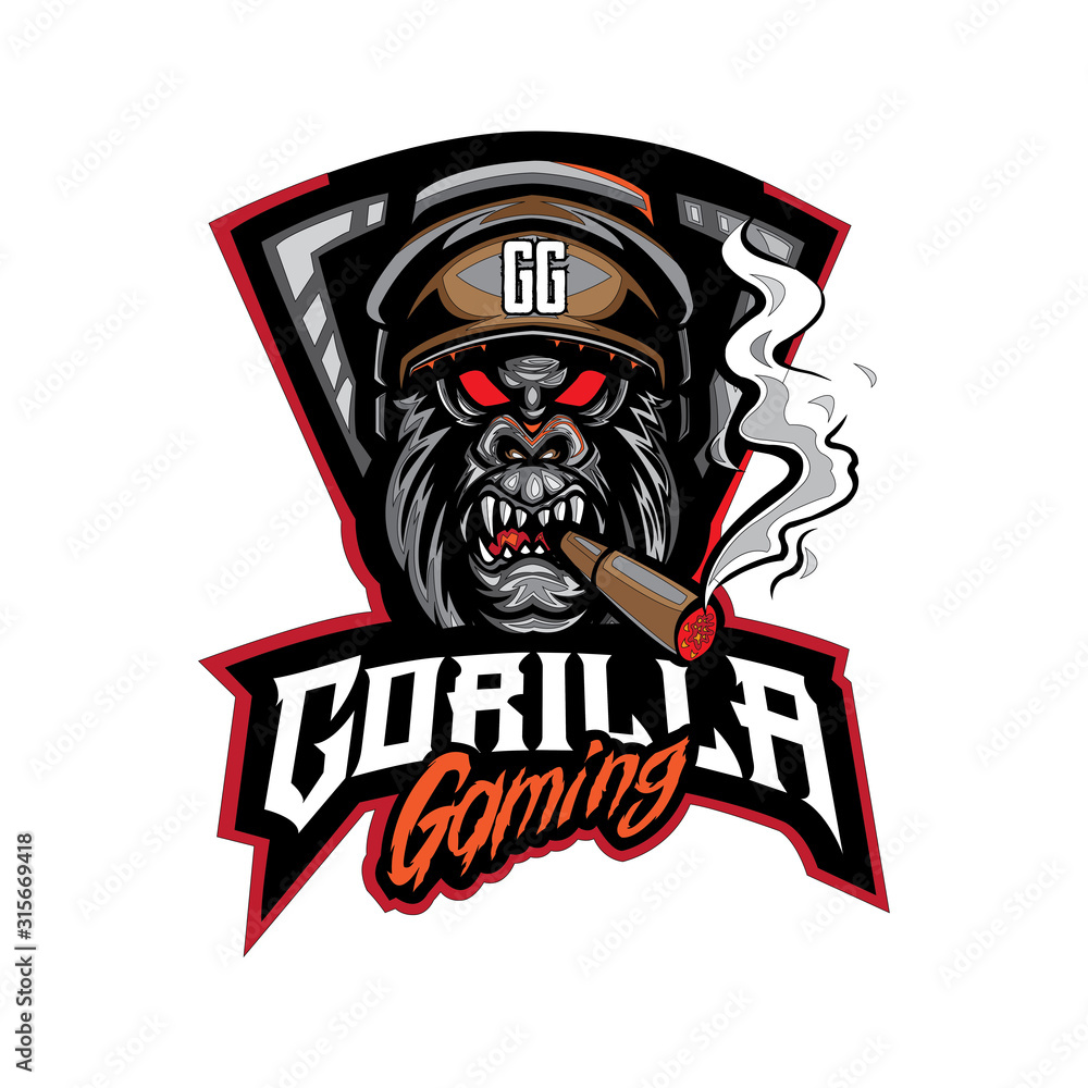 gorilla emblem logo gaming, emblem gorilla gaming logo vector, gorilla ...
