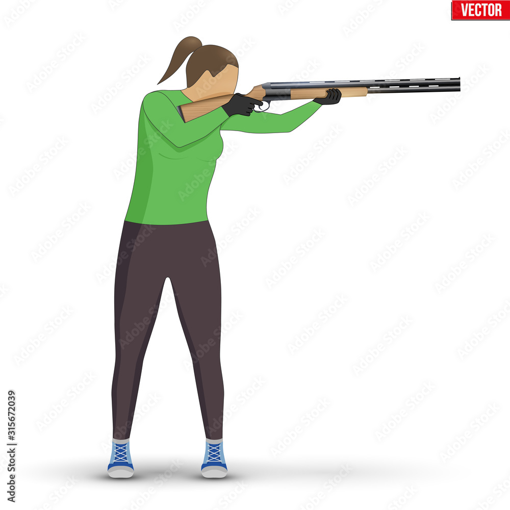Shooter with shotgun. Shooting Sport Equipment Illustration. Athlete ...