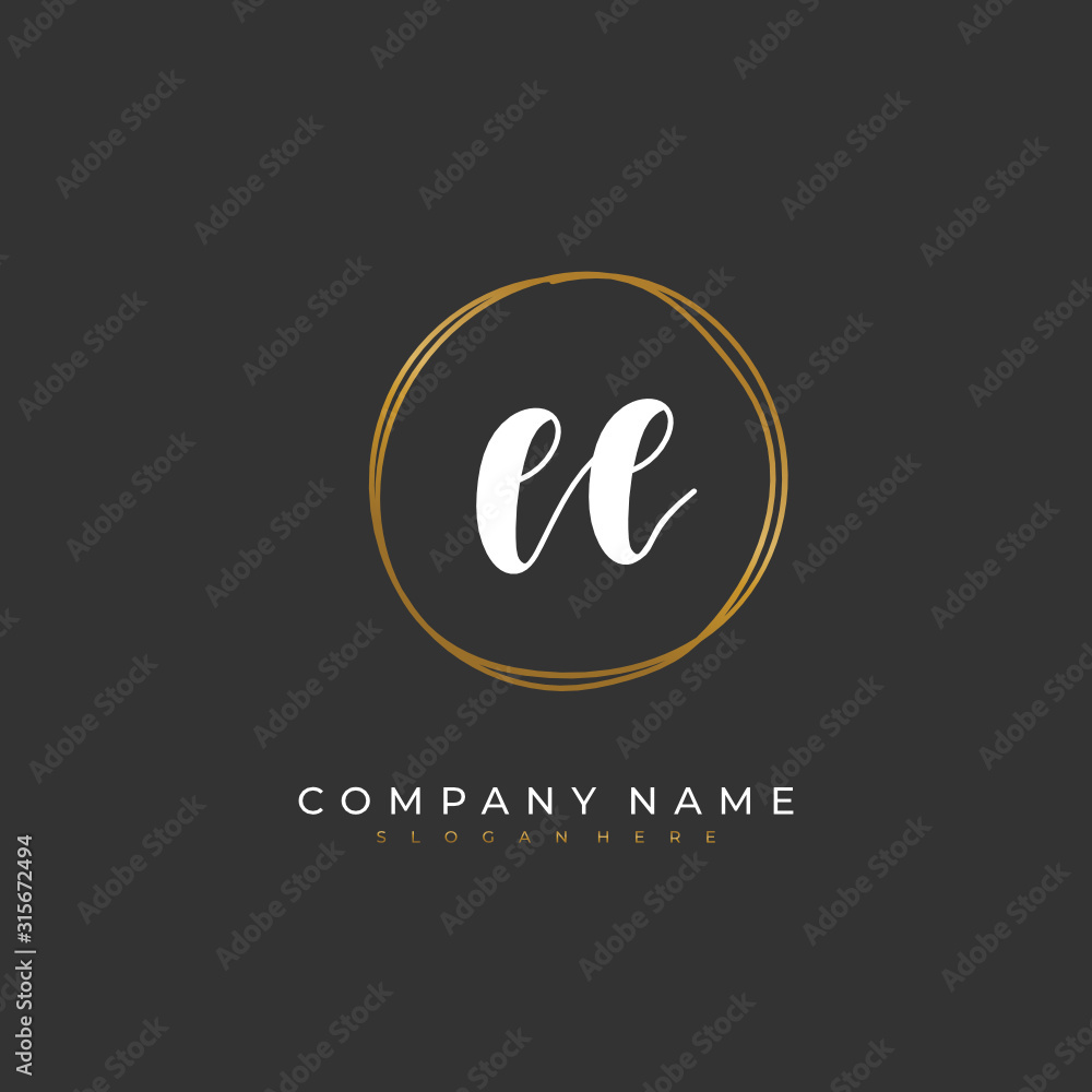 Handwritten initial letter E EE for identity and logo. Vector logo ...