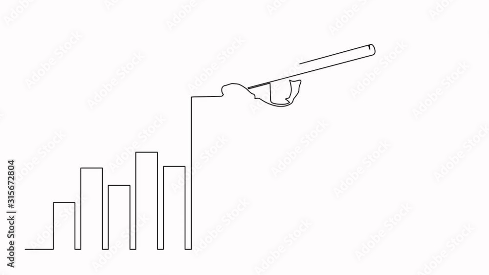 Вusiness concept hand draws a sketch of economic growth chart. Self ...