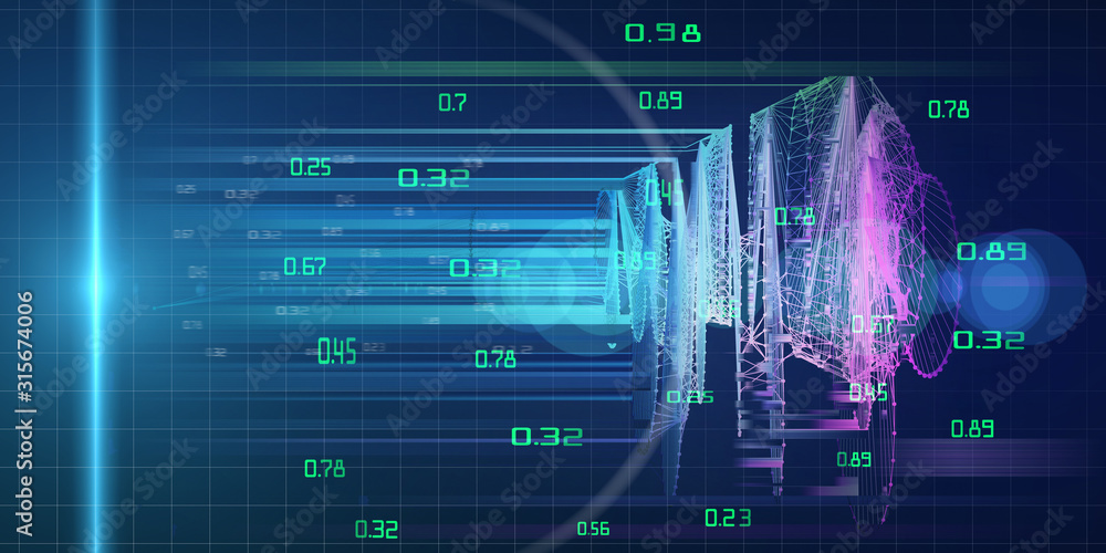 Big data. Abstract concept of radial algorithm analytics. Quantum virtual cryptography. Business ...