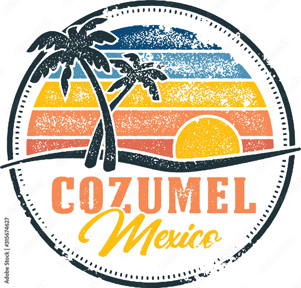 Vintage Cozumel Mexico Tropical Vacation Destination Stock Vector ...