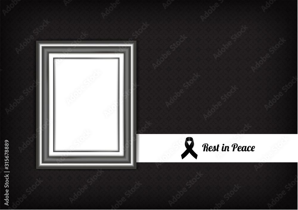 Mock up Mourning symbol with Black Respect ribbon and Frame on Texture ...