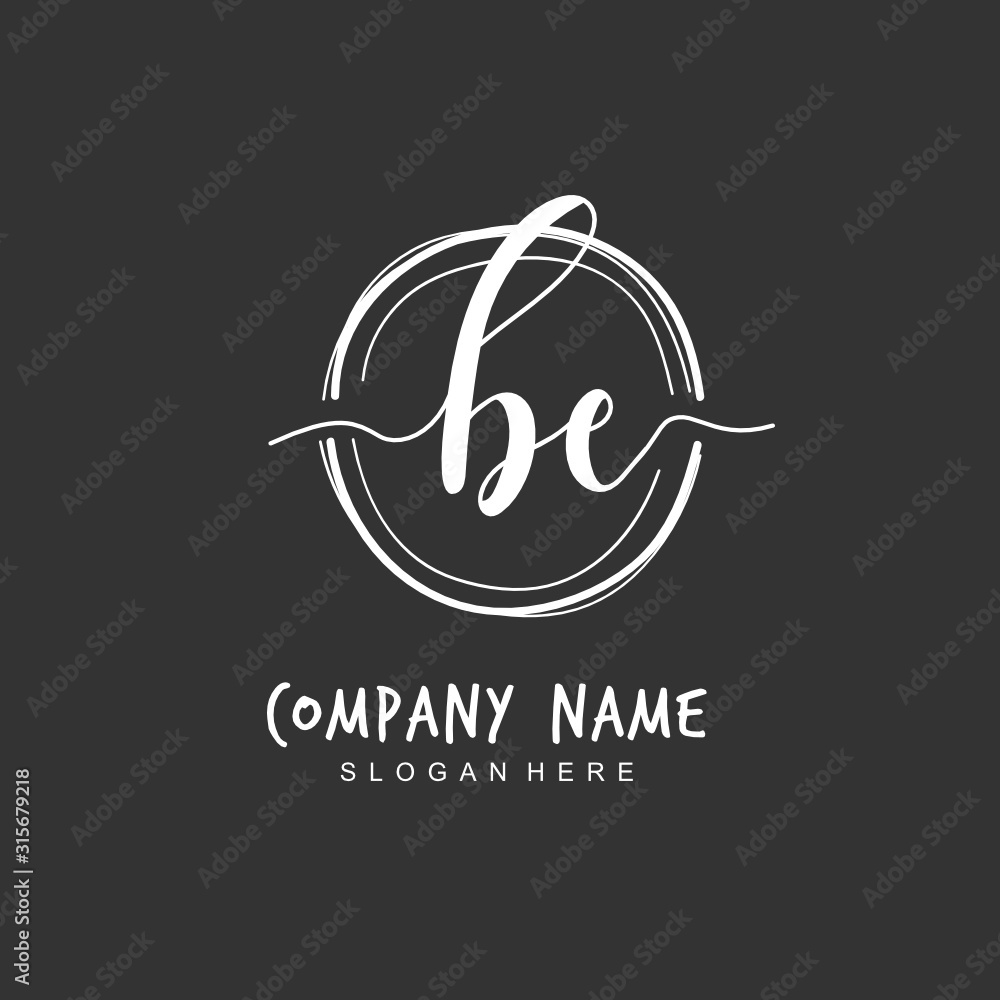 Handwritten initial letter B E BE for identity and logo. Vector logo ...