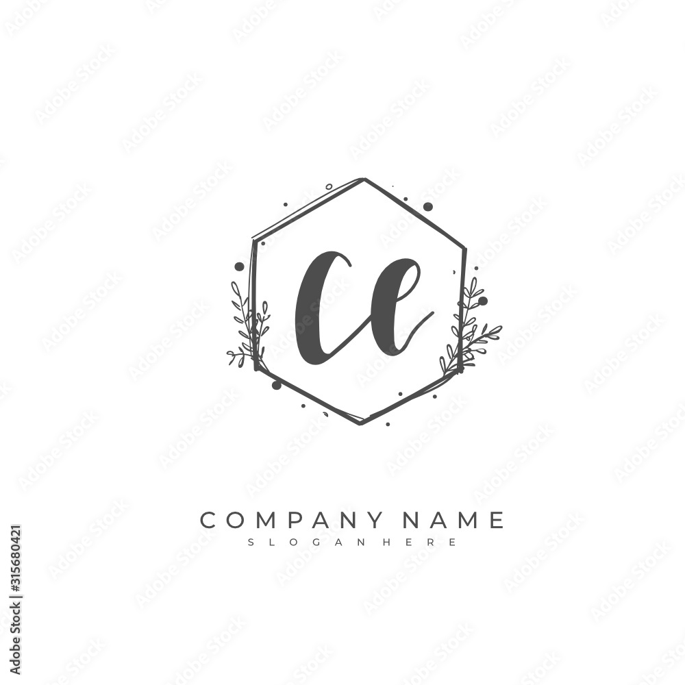Handwritten initial letter C E CE for identity and logo. Vector logo ...