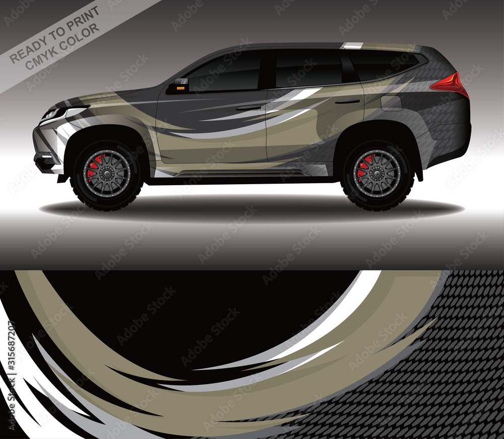 Car wrap decal design vector, custom livery race rally car vehicle ...