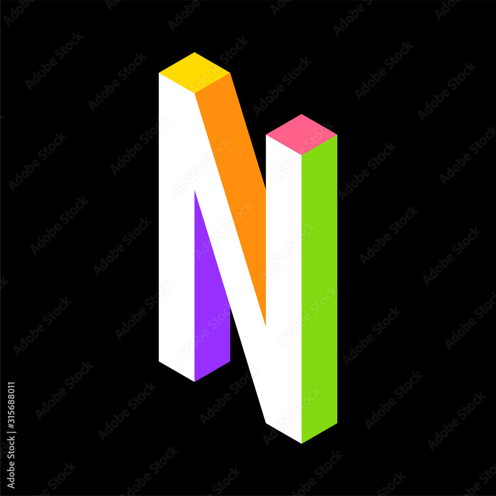 3d Colorful Letter N logo icon design template element. Vector ...