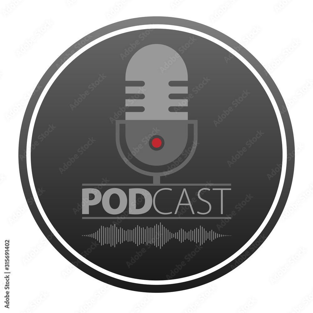 podcasting symbol with microphone and audio waveform vector ...