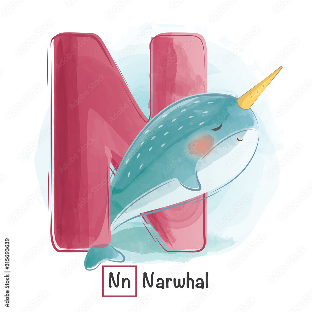 Animal Alphabet N Stock Vector | Adobe Stock