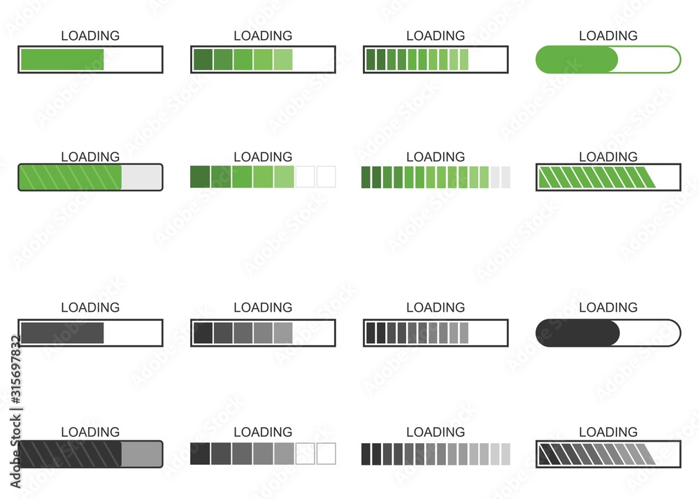 loading bar progress icon, load indicator sign, waiting symbols, vector ...