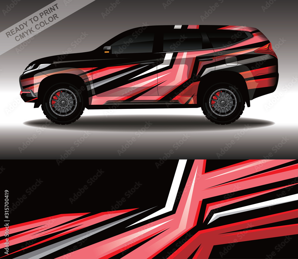 Car wrap decal design vector, custom livery race rally car vehicle ...