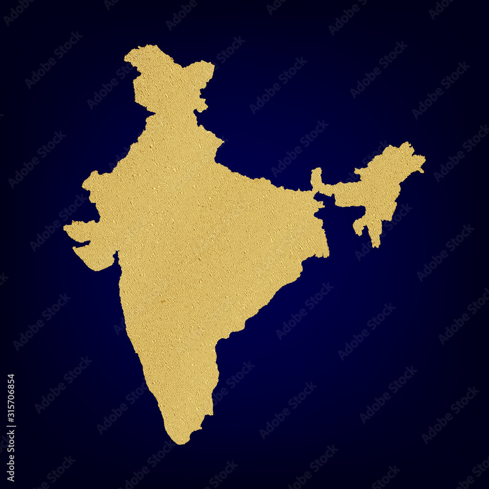 Map of India symbol concept illustration, gold map geography icon made ...