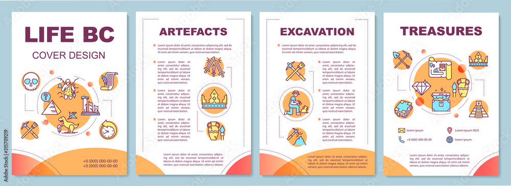 Life BC brochure template. Artefacts, excavation, treasures. Flyer ...