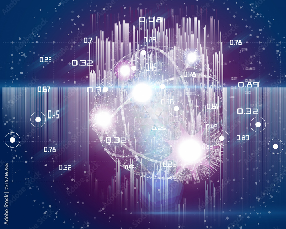 Quantum computing abstract tech background concept. Learning artificial intelligence element ...