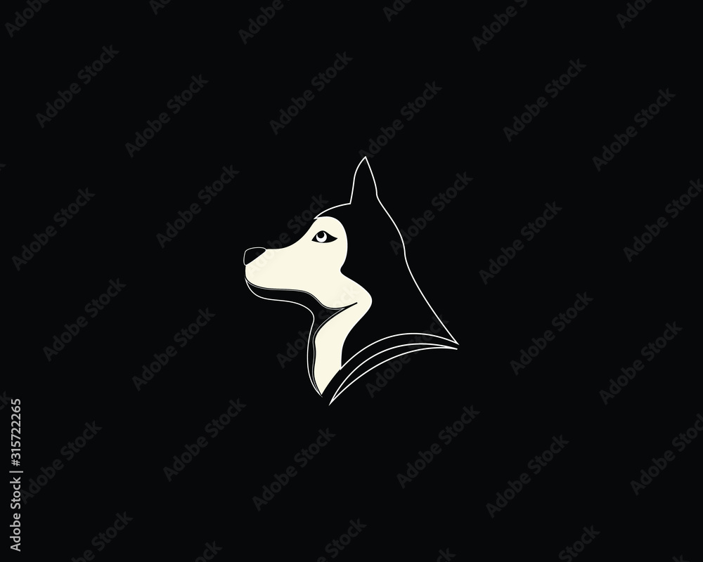 Husky dog black and white design , Husky Logo Design , Husky head side ...