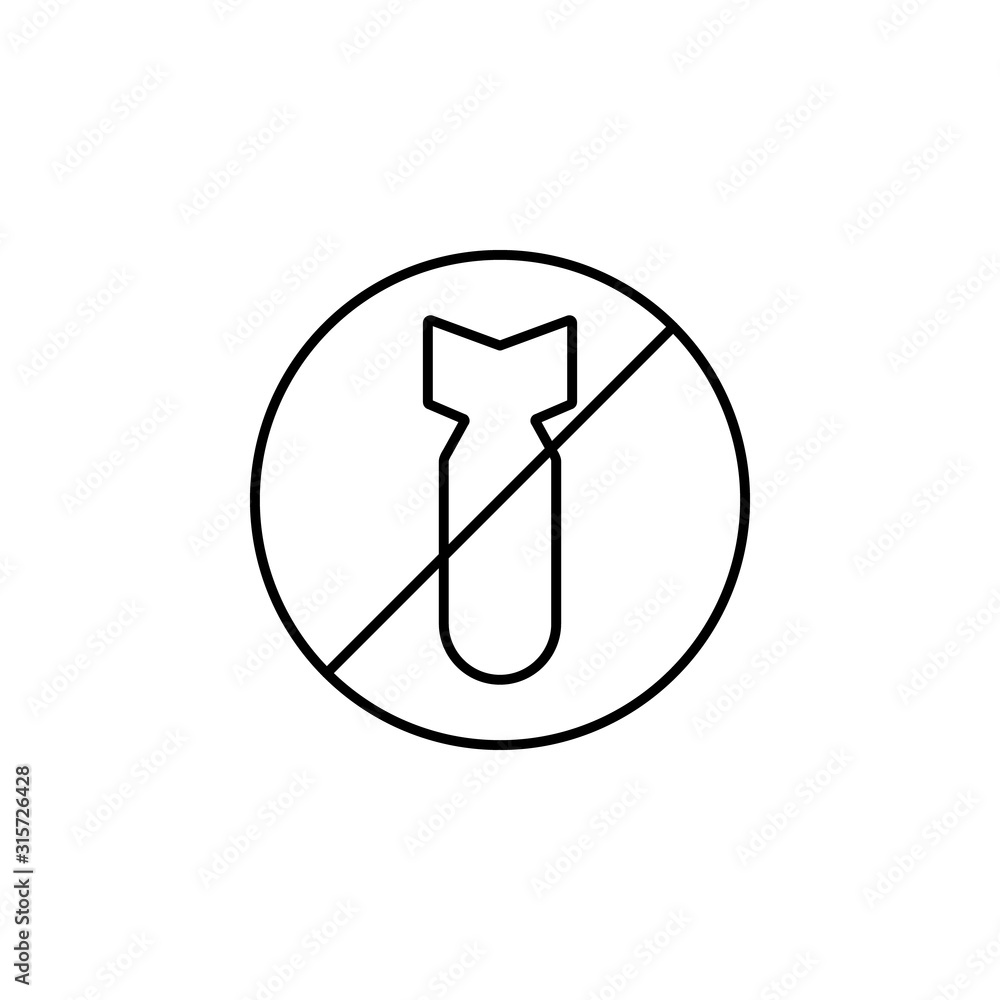no weapons, pacifist, protest, bomb, war line icon. Elements of ...
