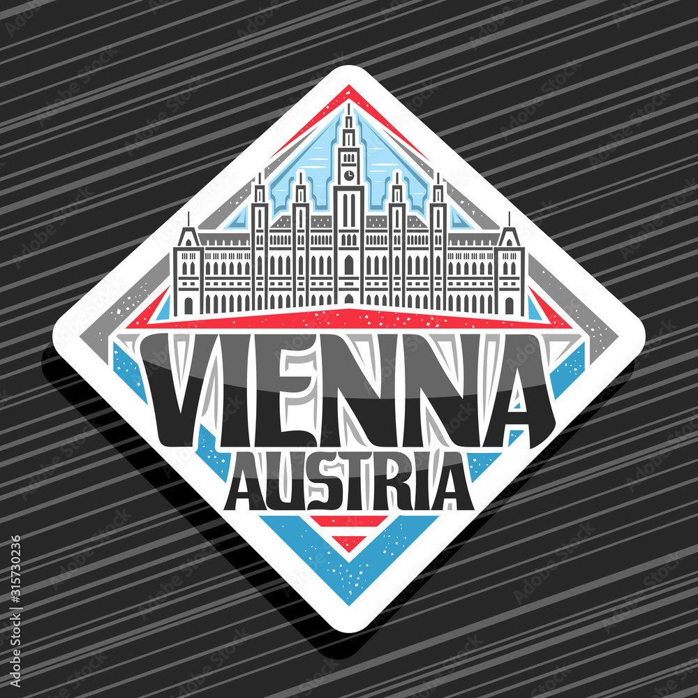 Vector logo for Vienna, decorative rhombus road sign with draw ...