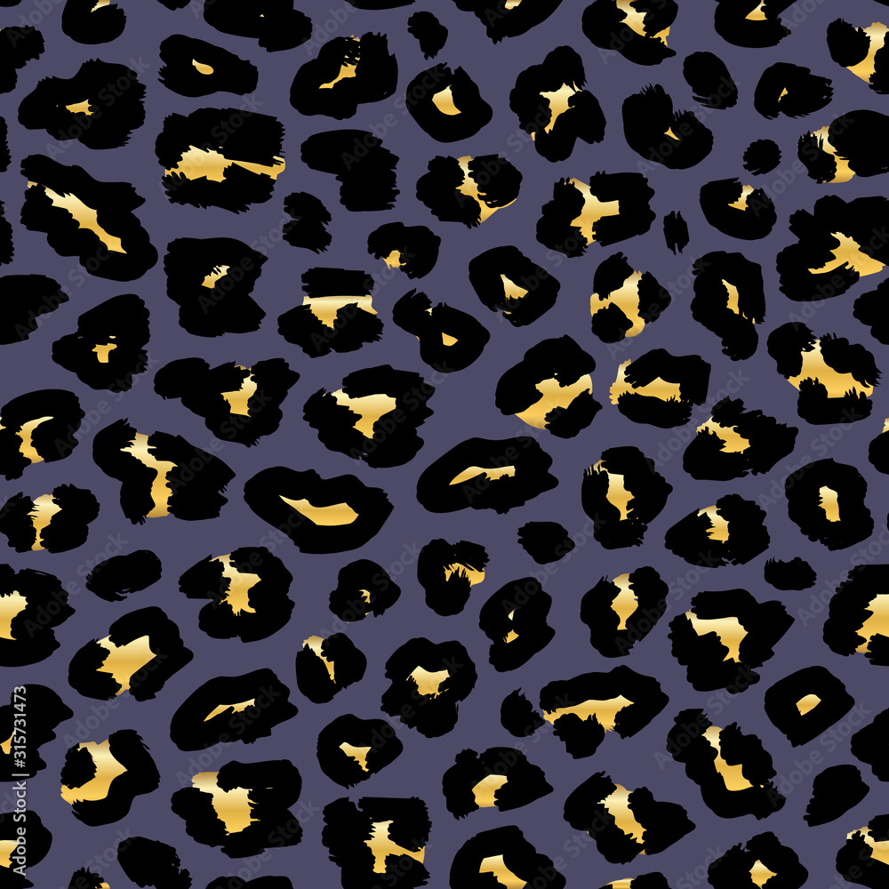 Golden leopard print pattern. Vector seamless background. Animal skin ...