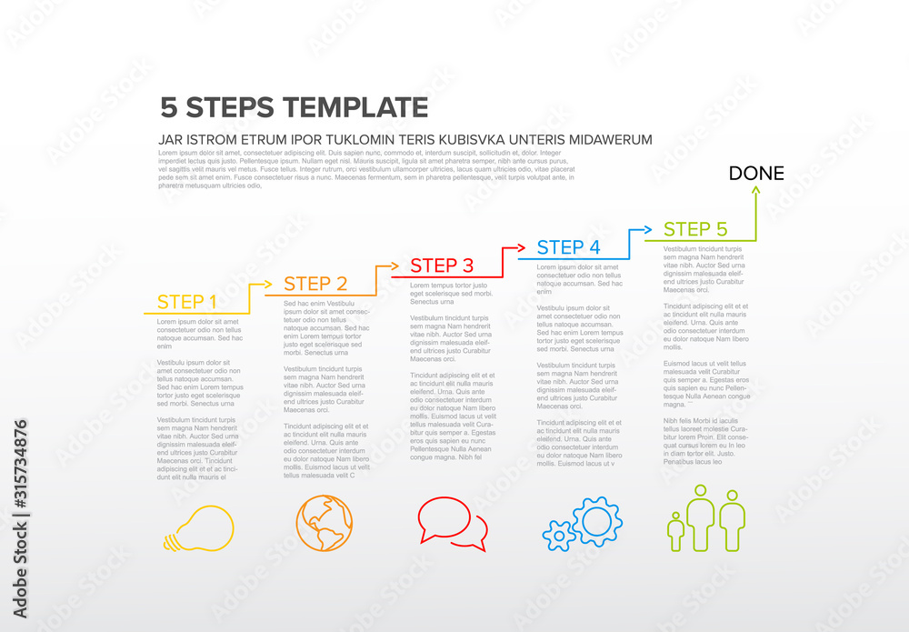 Five steps sequence template infographic Stock Vector | Adobe Stock