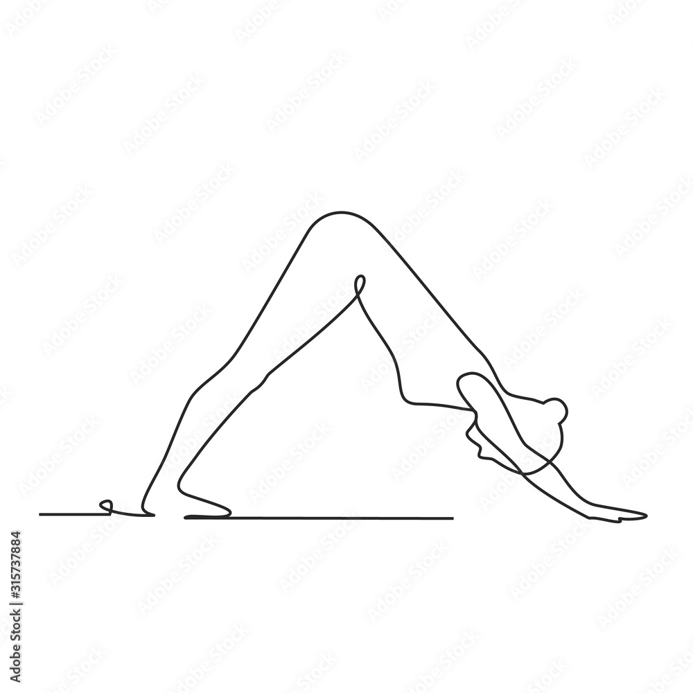 Yoga position one line drawing on white isolated background Stock ...