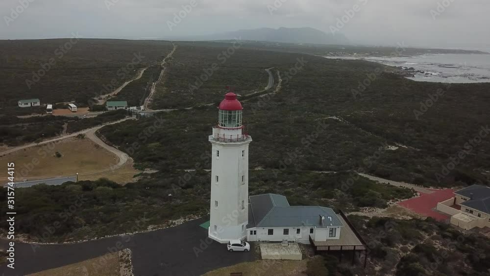 4K summer foggy day aerial drone video of famous Danger Point ...