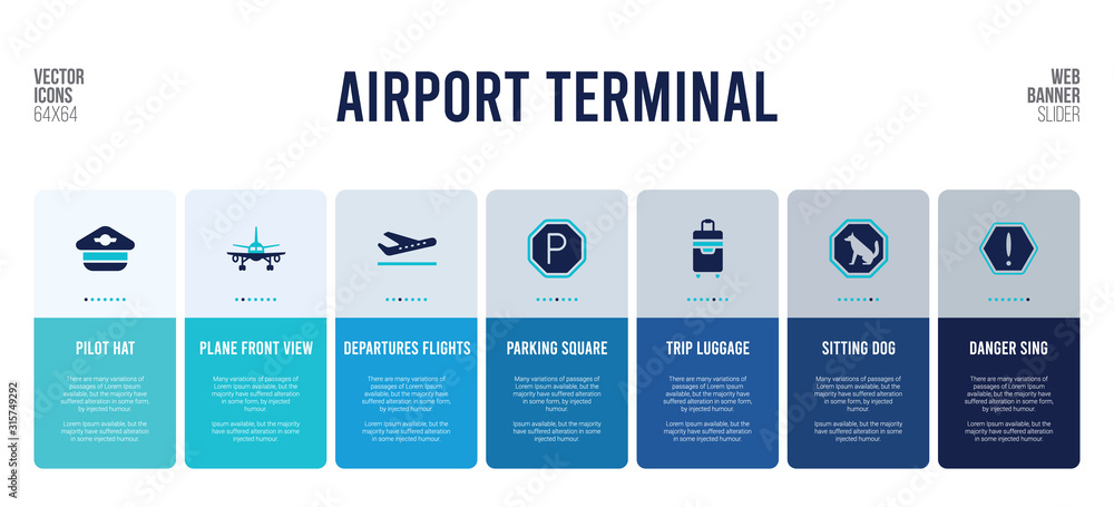 web banner design with airport terminal concept elements. Stock Vector ...
