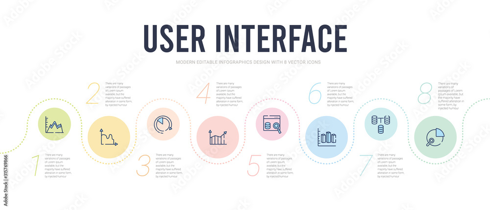 user interface concept infographic design template. included pie chart analysis interface, data ...