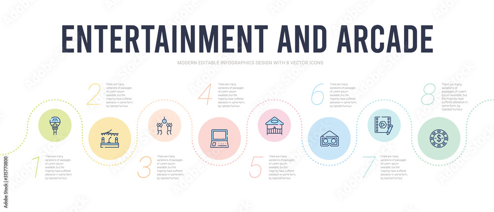 entertainment and arcade concept infographic design template. included ...