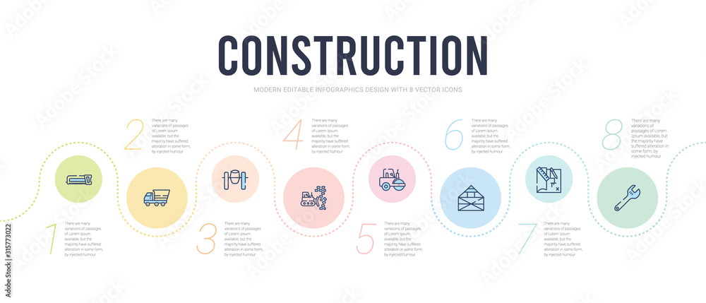 construction concept infographic design template. included spanner ...