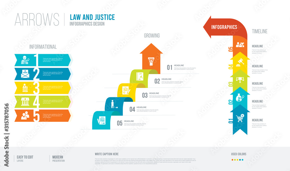 arrows style infogaphics design from law and justice concept ...