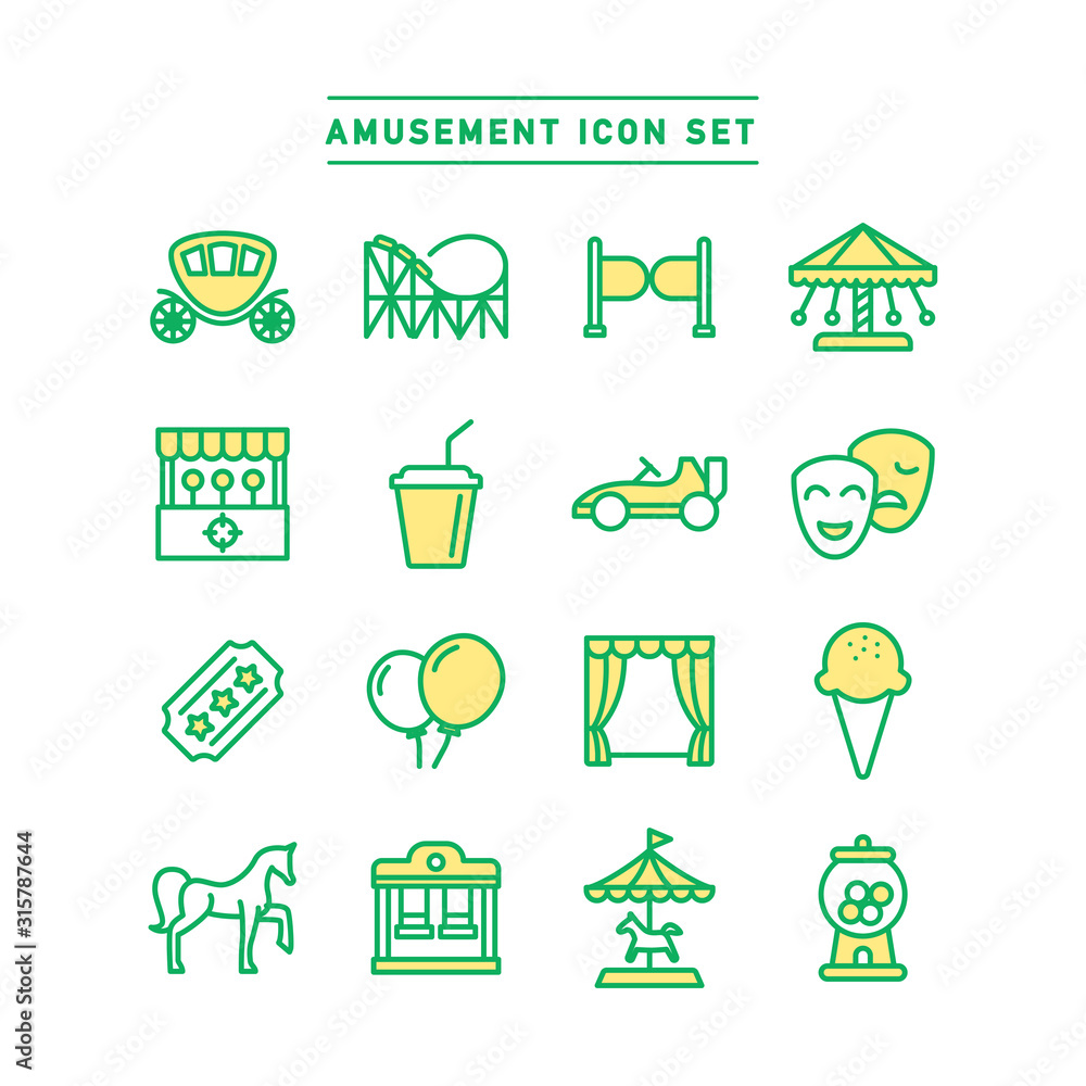 AMUSEMENT ICON SET Stock Vector | Adobe Stock