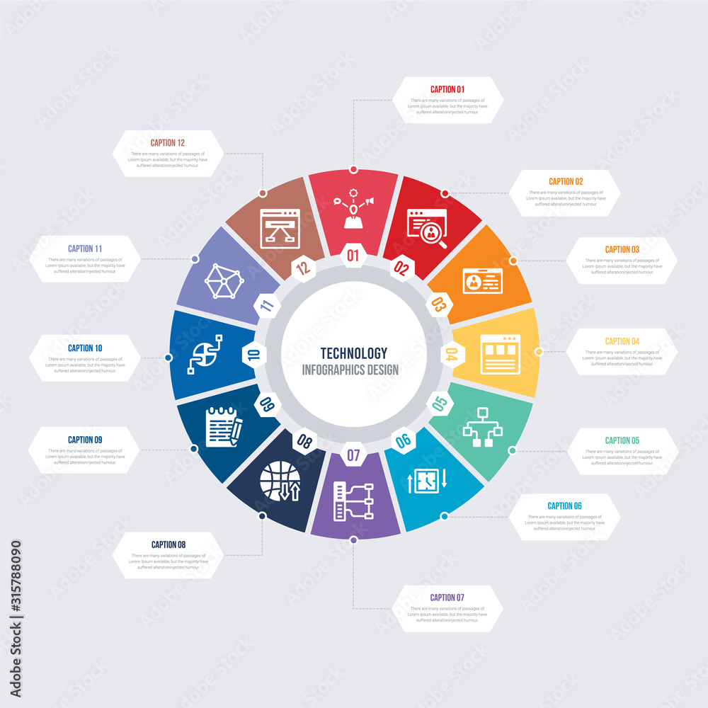 round 12 options technology infographic template design. sitemaps ...