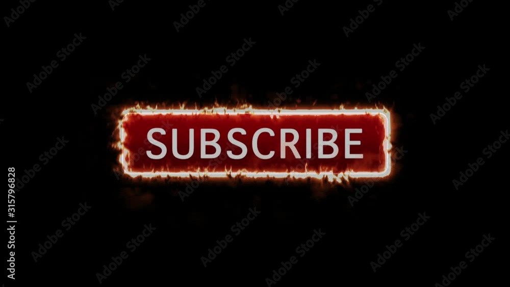 Animated subscribe button with mouse click surrounded by fire ...