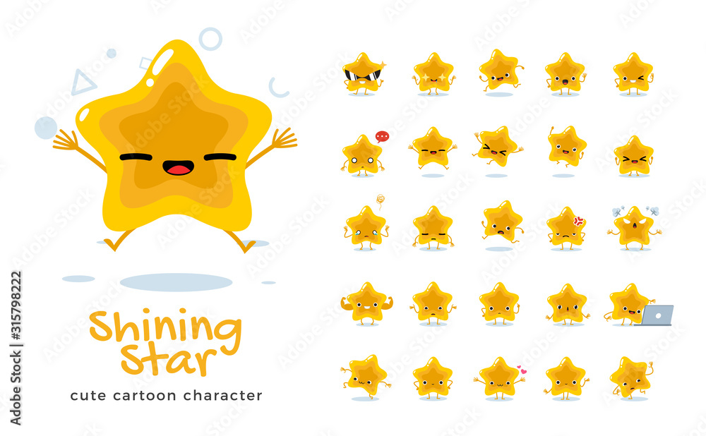 Vector set of cartoon images of Star. Vector Illustration. Stock Vector ...