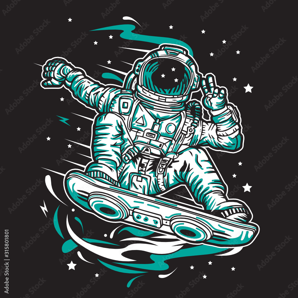 Astronaut Surf in Space Stock Vector | Adobe Stock