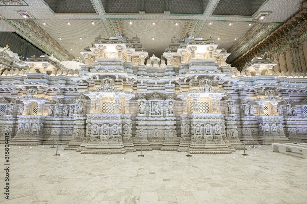 Hindu temple BAPS Shri Swaminarayan Mandir New Jersey, USA Stock Photo ...