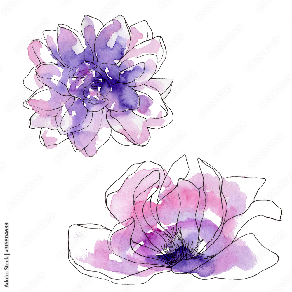 Purple Flower Background Drawing | Best Flower Site