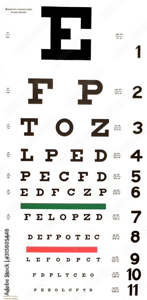 White Snellen Eye Chart Used for Vision Testing Stock Illustration ...