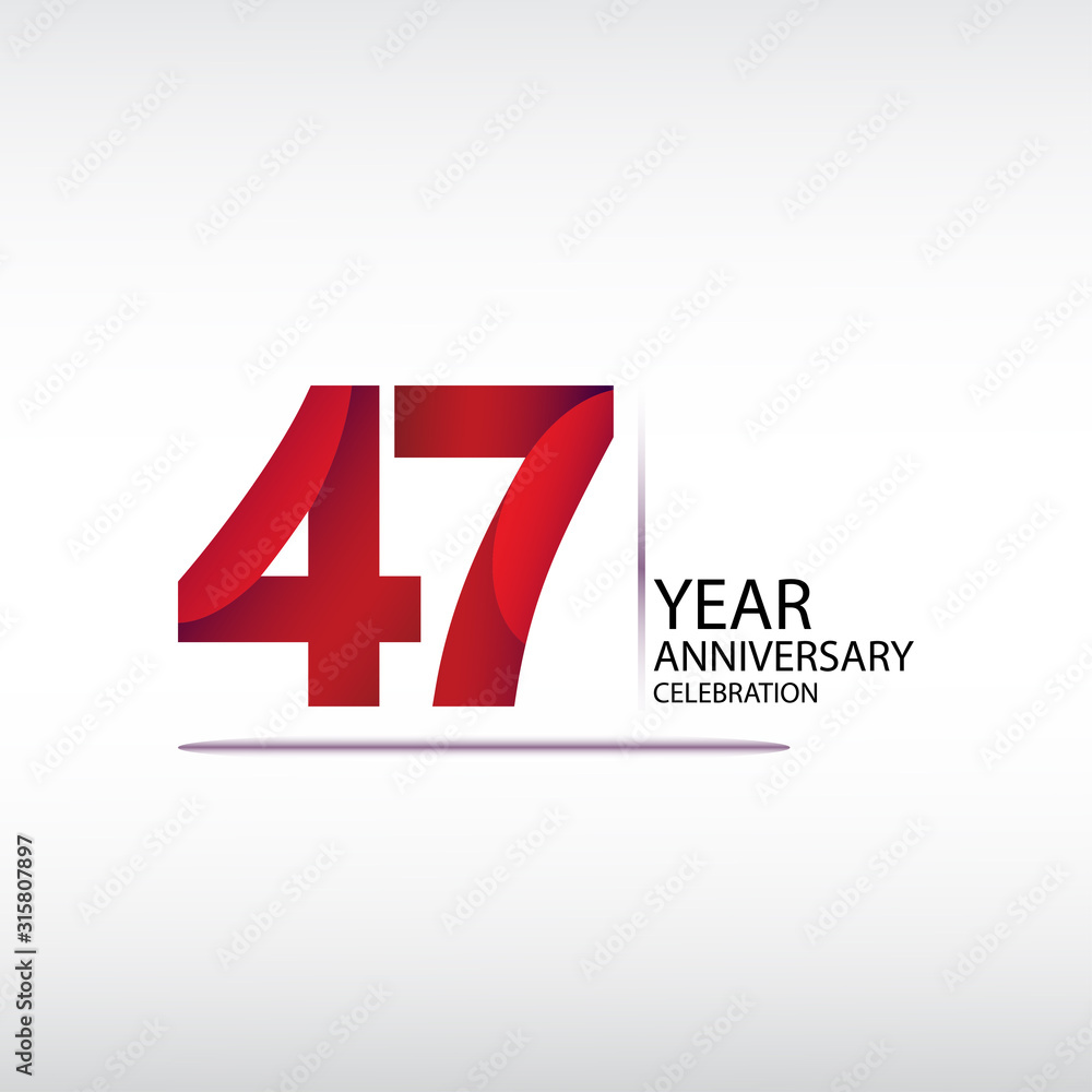 47 years anniversary celebration logotype. anniversary logo with red ...