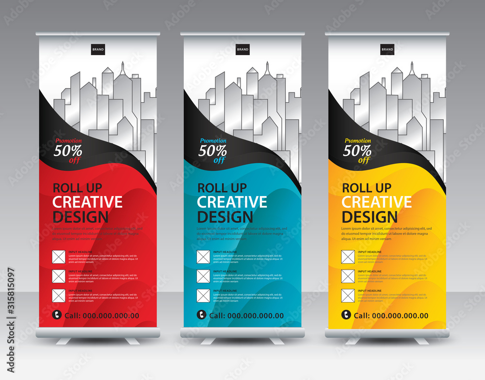 Roll up banner stand template Creative design, Modern Exhibition ...
