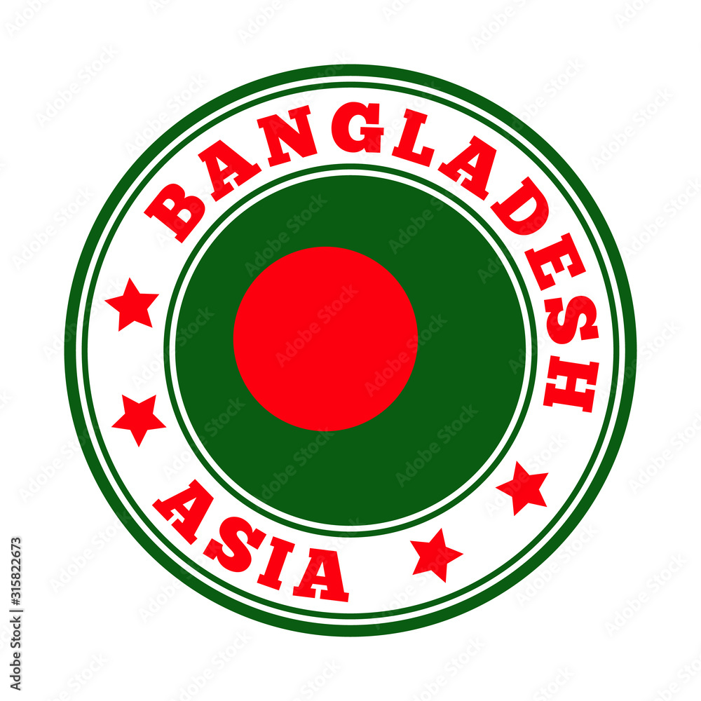Bangladesh sign. Round country logo with flag of Bangladesh. Vector ...
