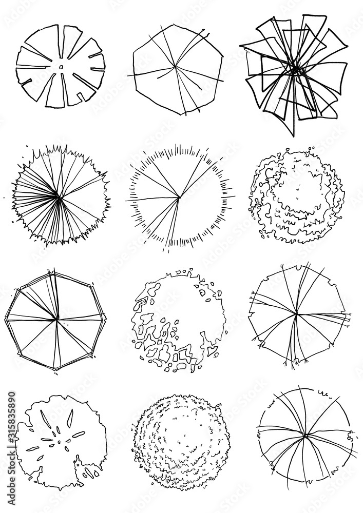 top view set graphic trees.for architecture and landscape design. for ...
