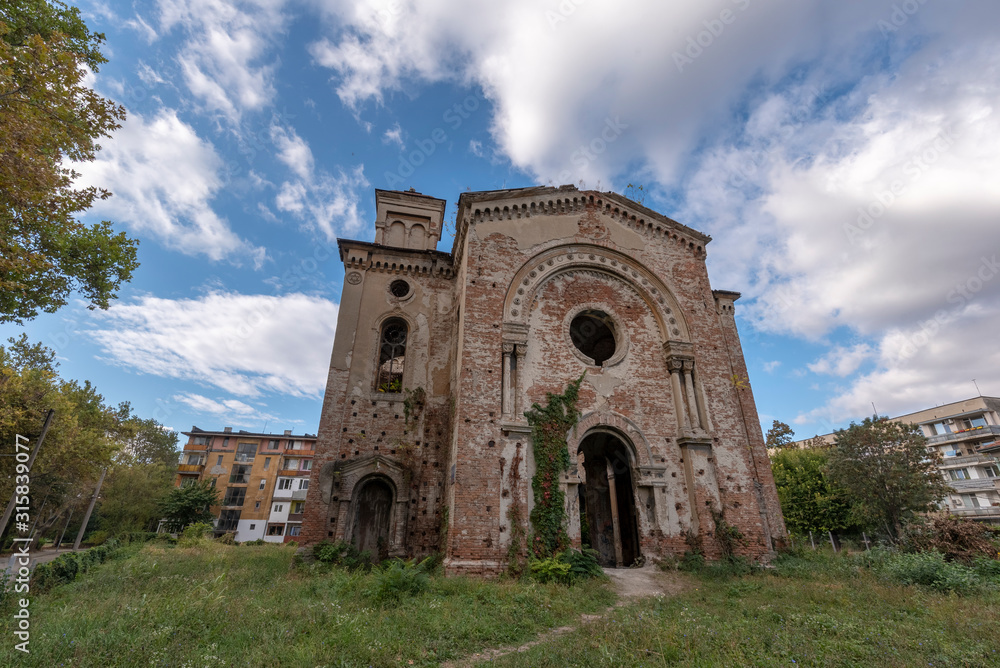 The ruins of the old abandoned Synagogue in Vidin, Bulgaria. Located ...