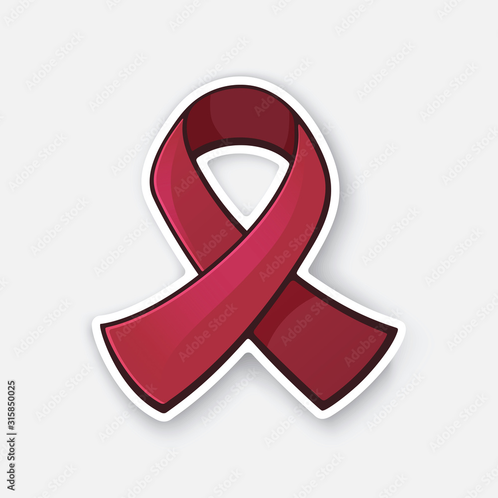 Vector illustration. Maroon color ribbon, international symbol of ...