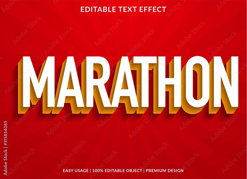 marathon text effect template with 3d type style and retro concept use ...