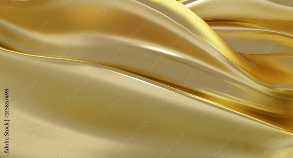 Gold background. Abstract form with flowing lines of gold color ...